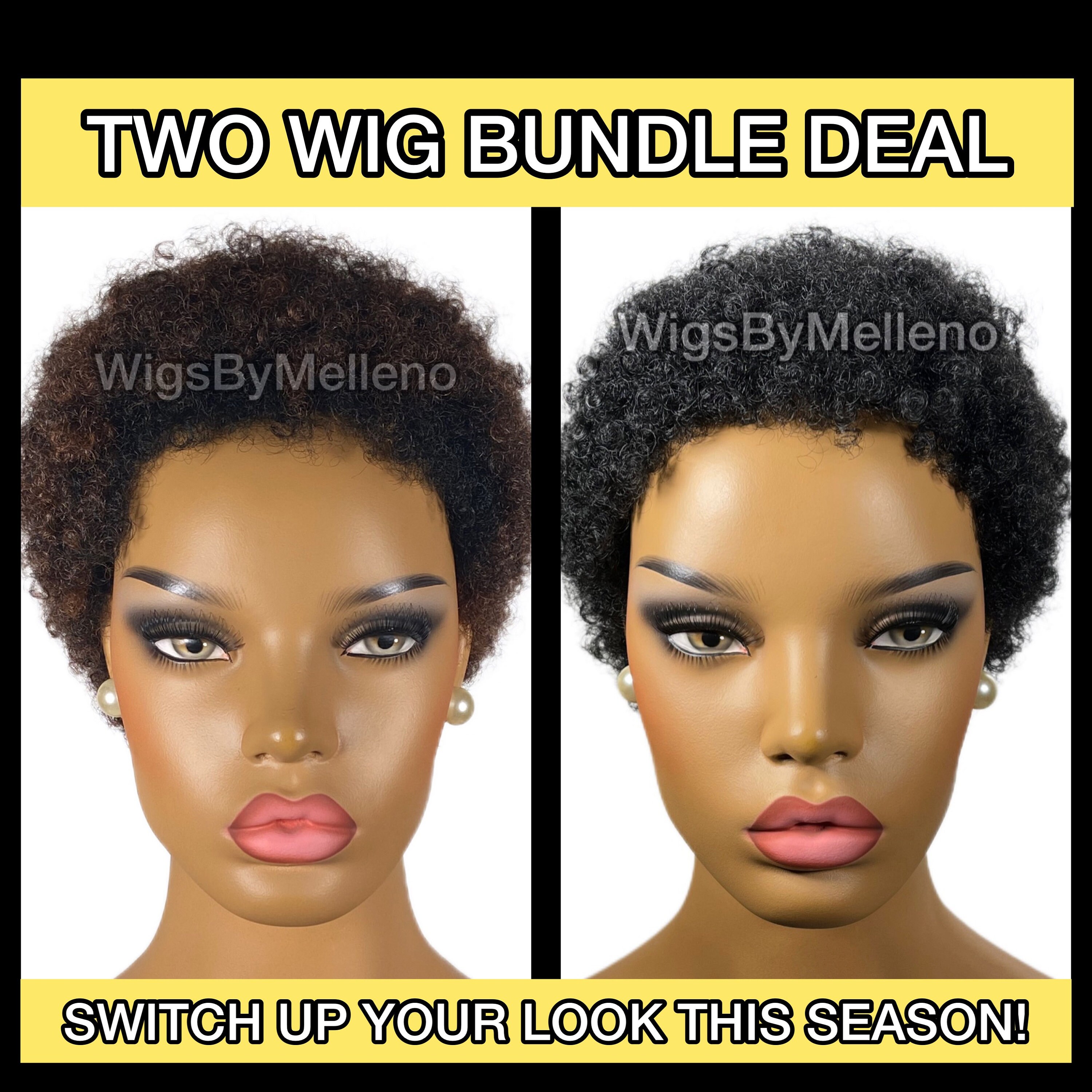 Brown and Black Short Afro Wig, TWA Wig, Copper Afro Wig, Colour T30/1B ...