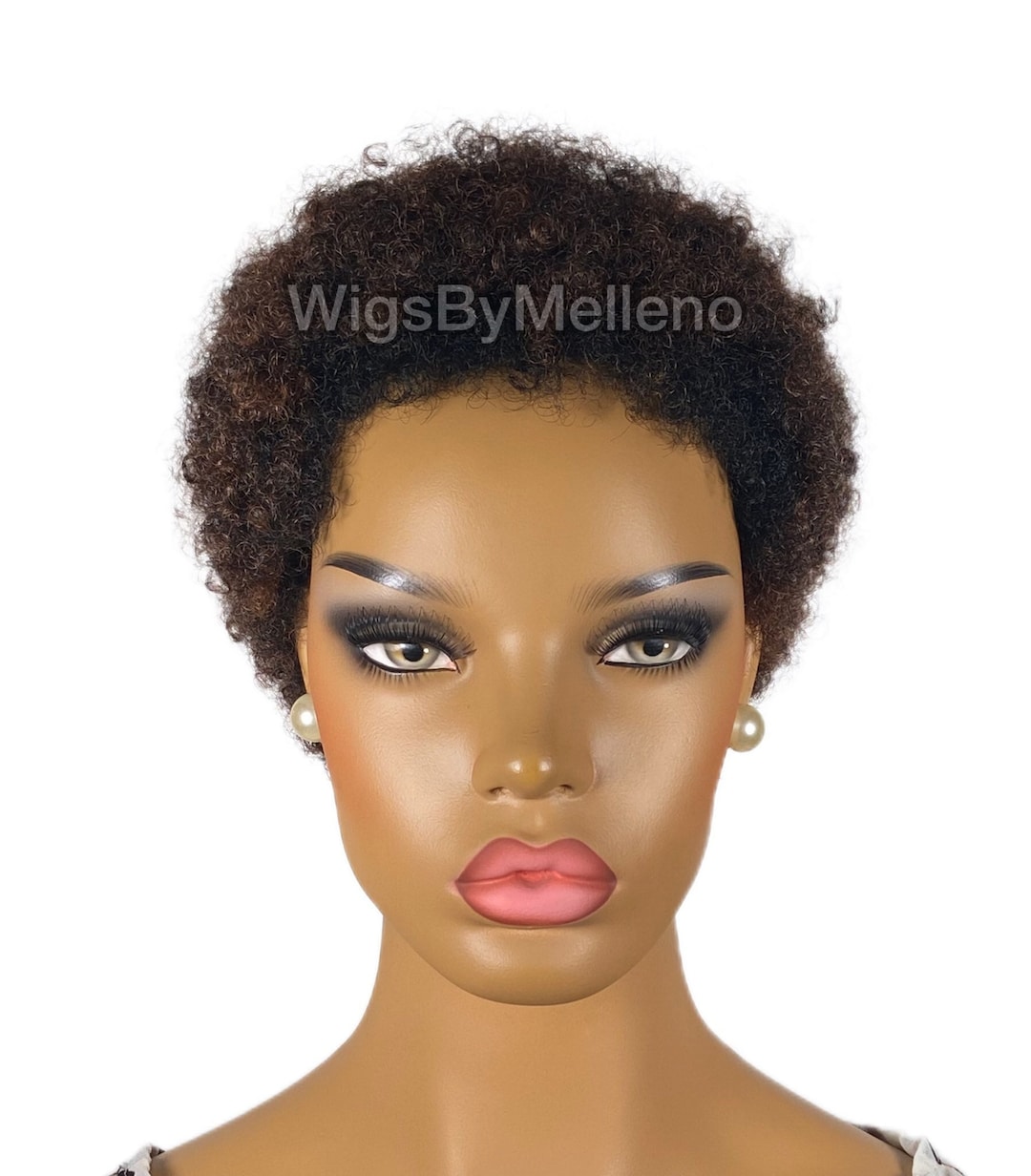 Brown and Black Short Afro Wig, TWA Wig, Copper Afro Wig, Colour T30/1B ...