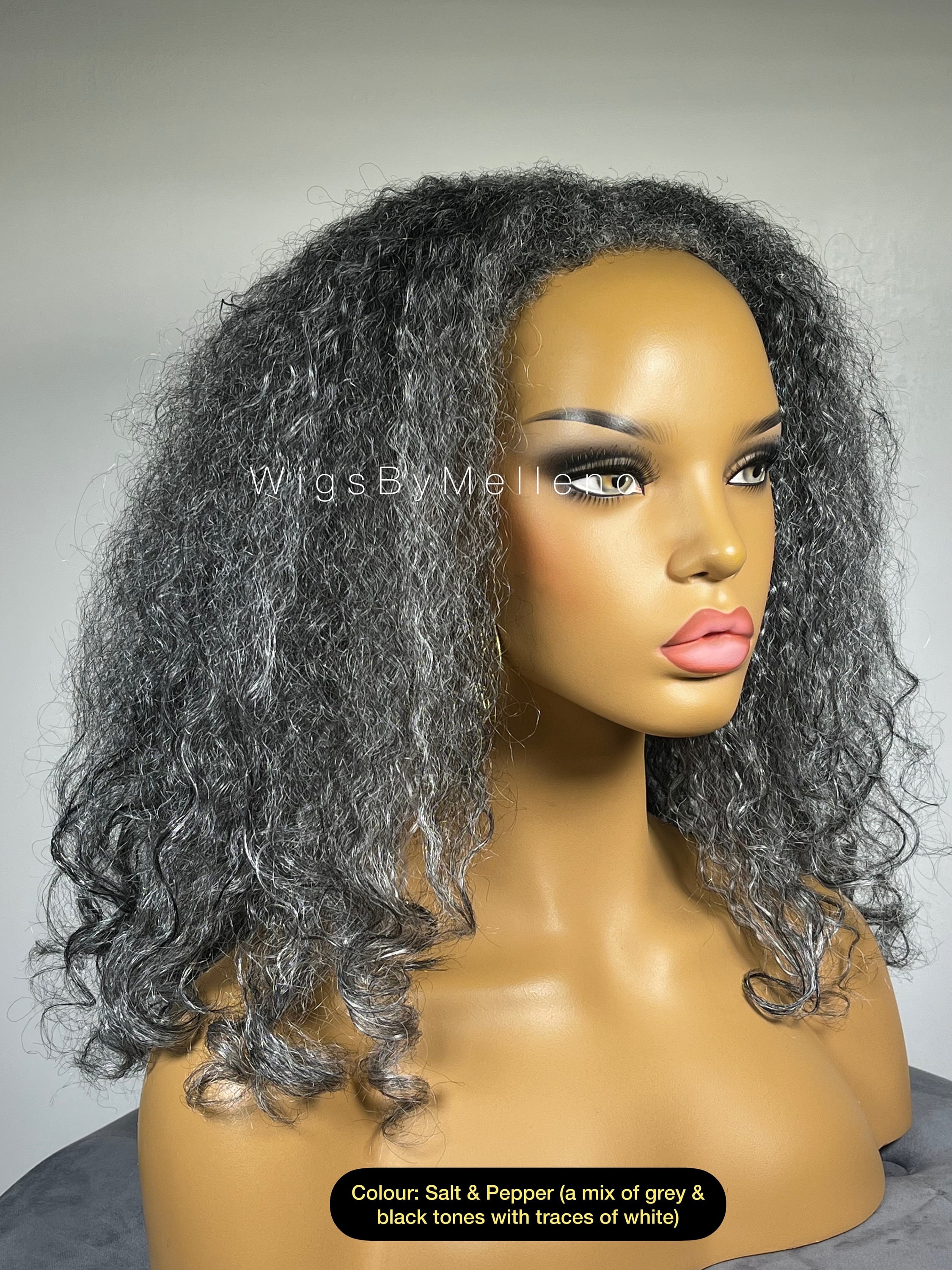 Afro Curl Salt N Pepper Wig Spiral Curl Wig French Curls Wig Wavy Afro Wig Loose Curl Wig