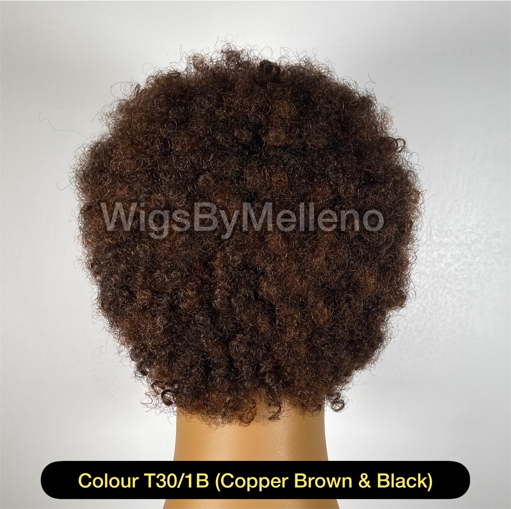 Brown and Black Short Afro Wig, TWA Wig, Copper Afro Wig, Colour T30/1B ...