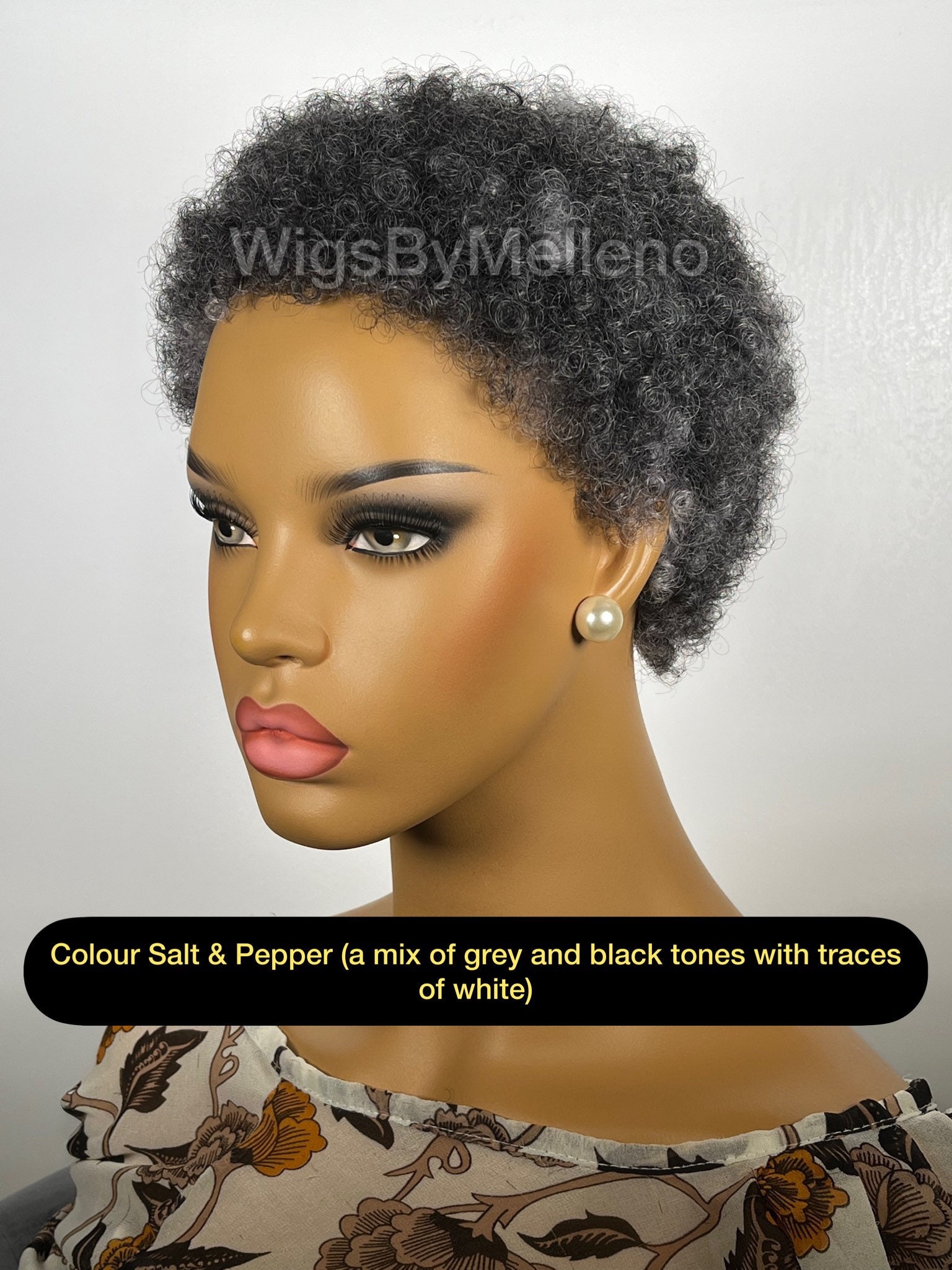 Short Afro Wig, TWA Wig, Grey Afro Wig, Gray Wig, Short Curly Wig ...