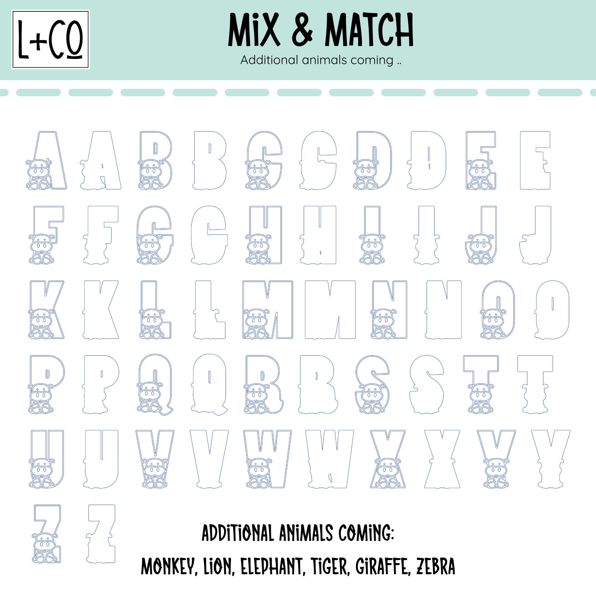 Hippo Alphabet Letters: Laser Cut SVG File (digital Download) - Etsy