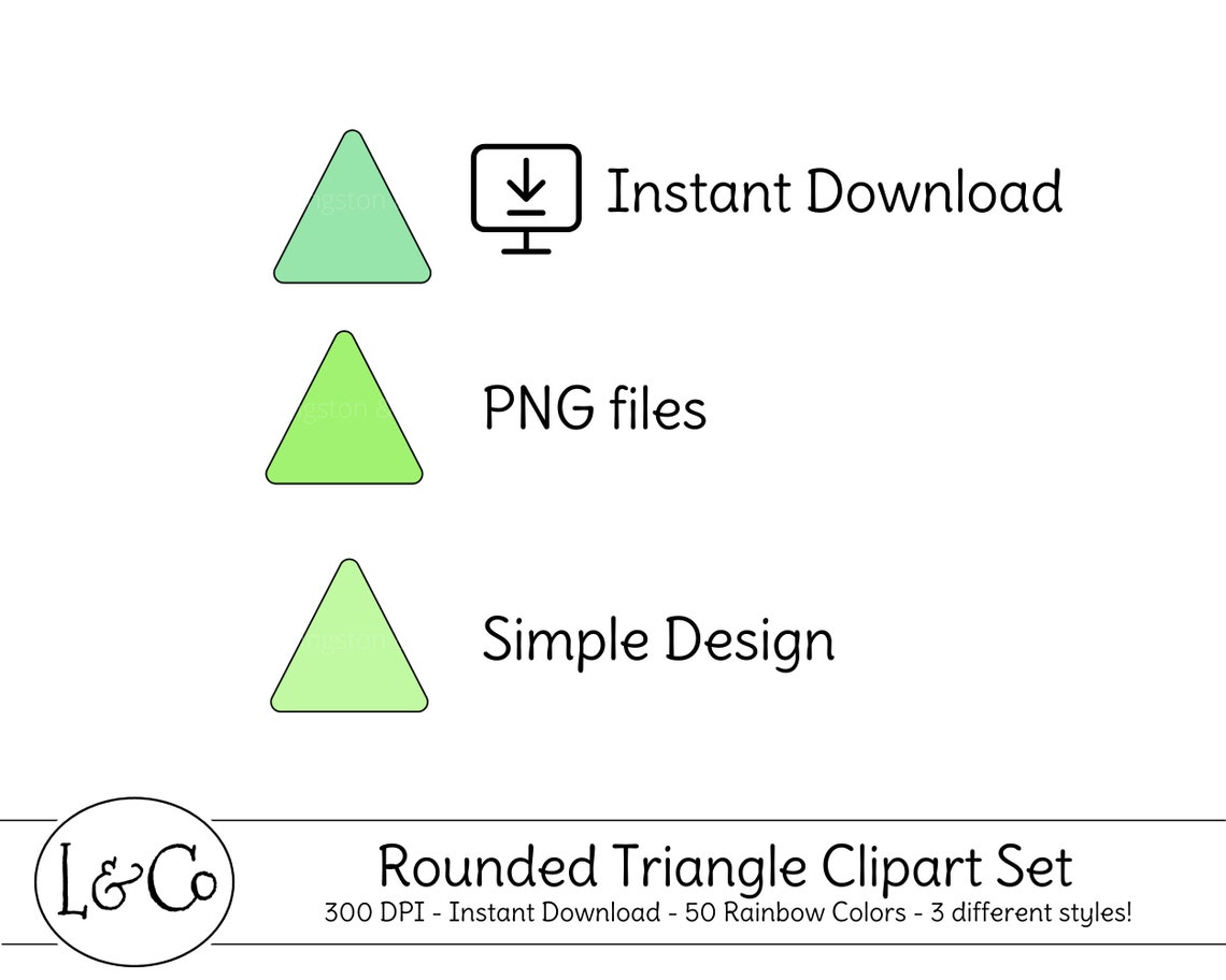 Rounded Triangle Clipart Set, Rainbow Rounded Triangle Planner Clip Art ...