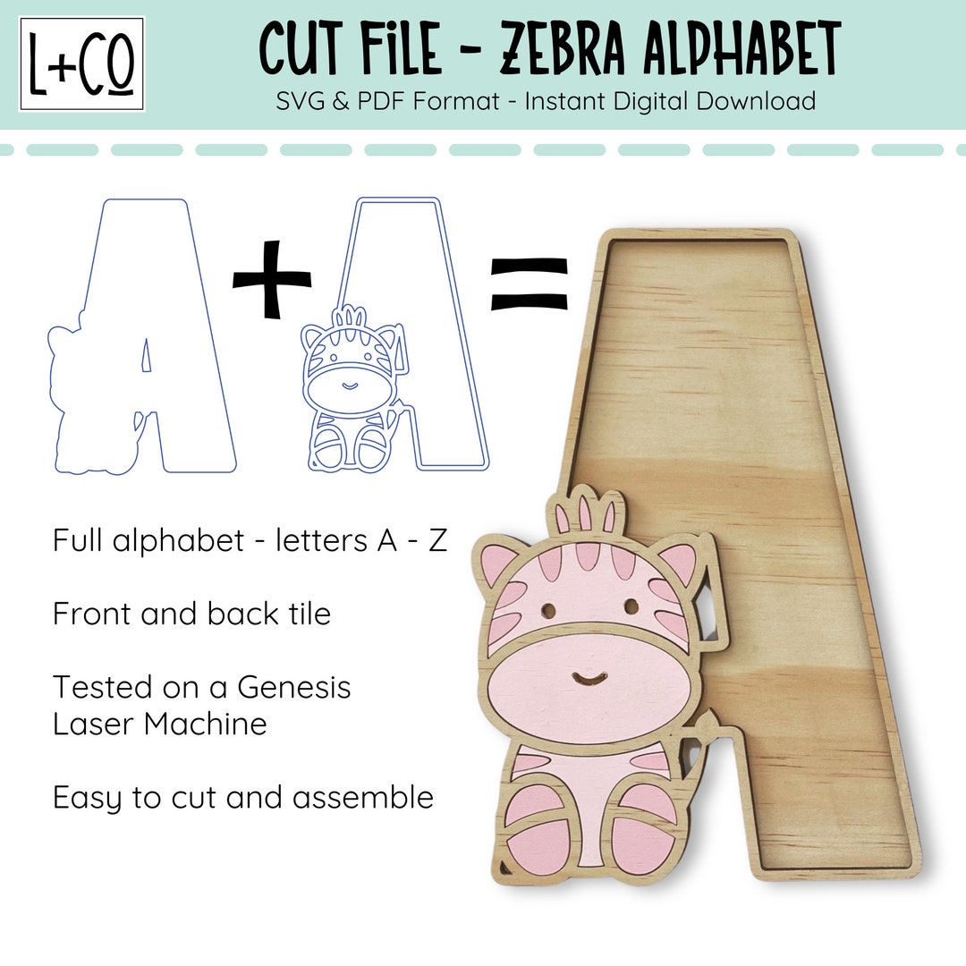 Zebra Alphabet Letters SVG Laser Cut File for Glowforge and Cricut ...