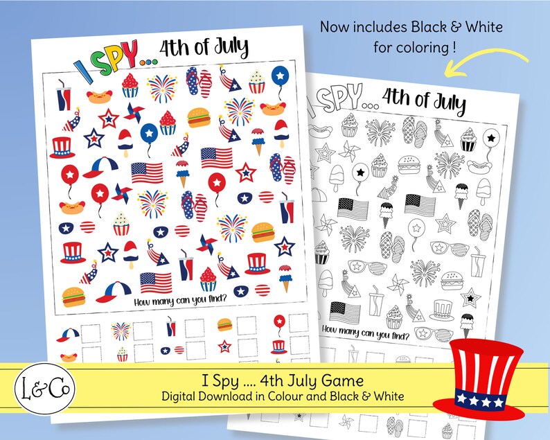 4th of July I Spy Game, 4th of July Printable Activity for Kids ...