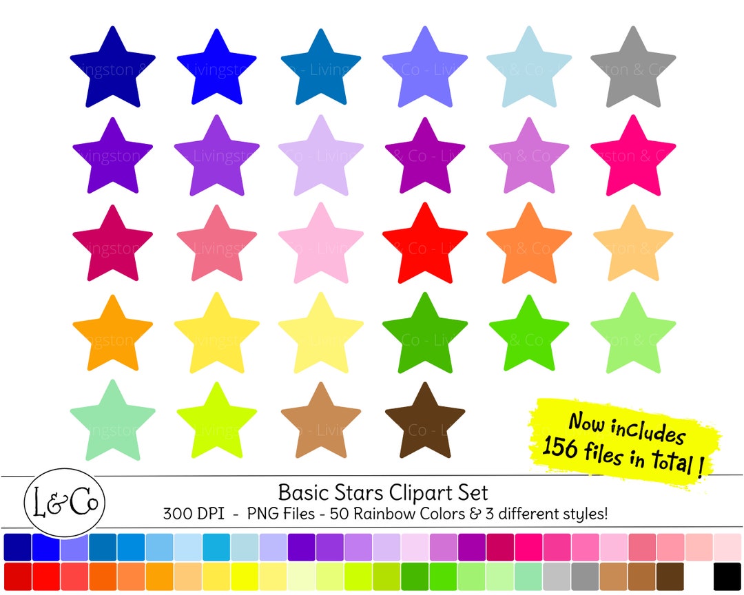 Rainbow Star Clipart Commercial Use, Digital Planner Clip Art for ...