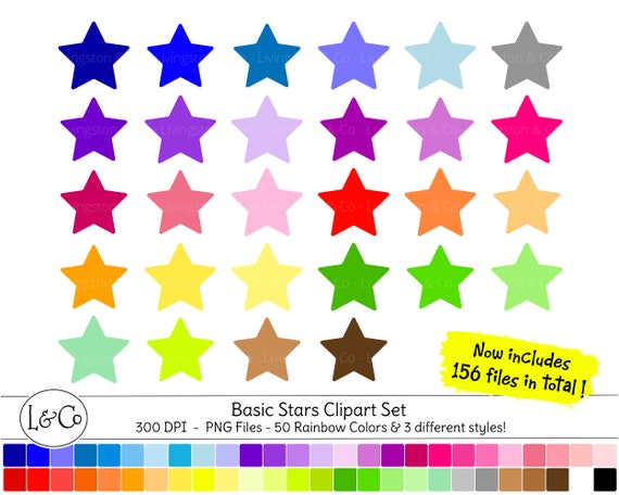 Rainbow Star Clipart Commercial Use Digital Planner Clip Art | Etsy