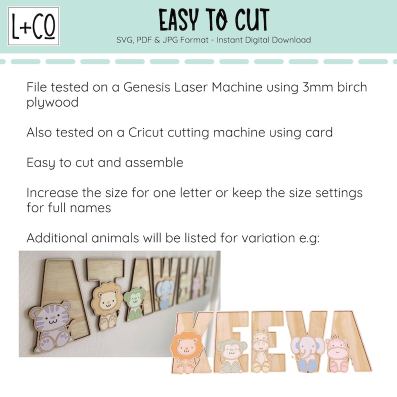 Giraffe Alphabet Letters - Laser Cut SVG File, Kids Room Decor ...