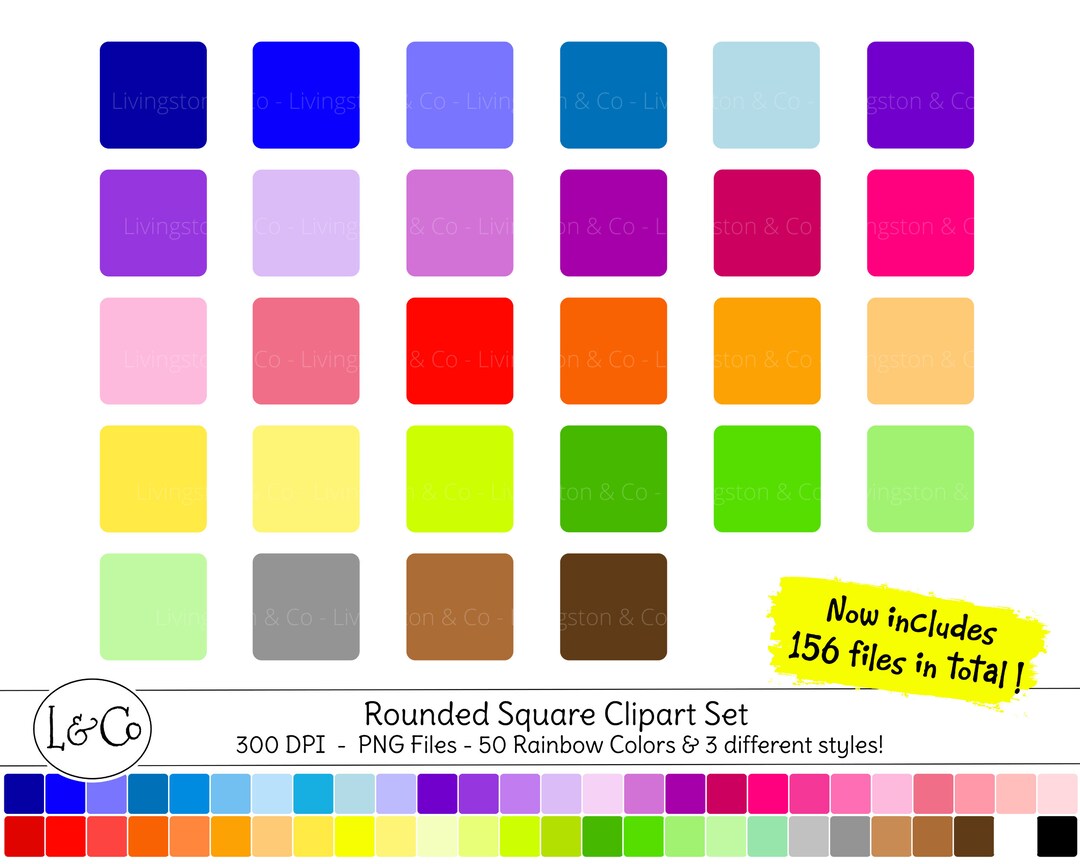Rounded Square Clipart Set, Rainbow Rounded Square Planner Clip Art ...