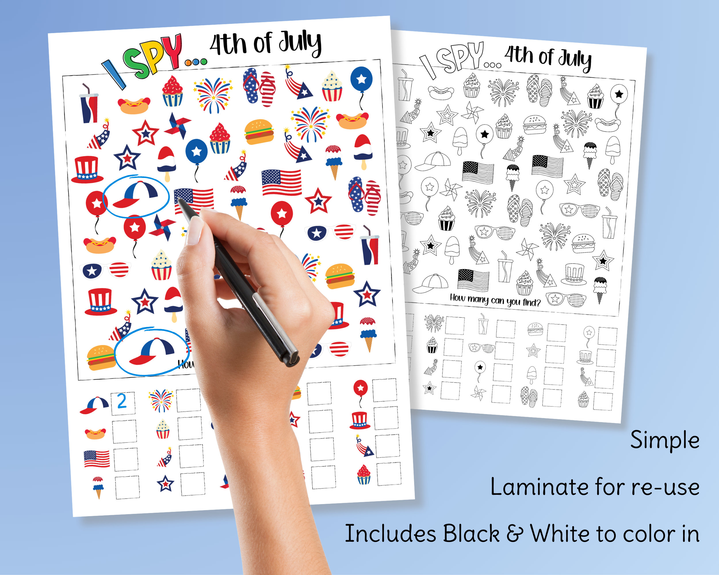 4th of July I Spy Game, 4th of July Printable Activity for Kids ...