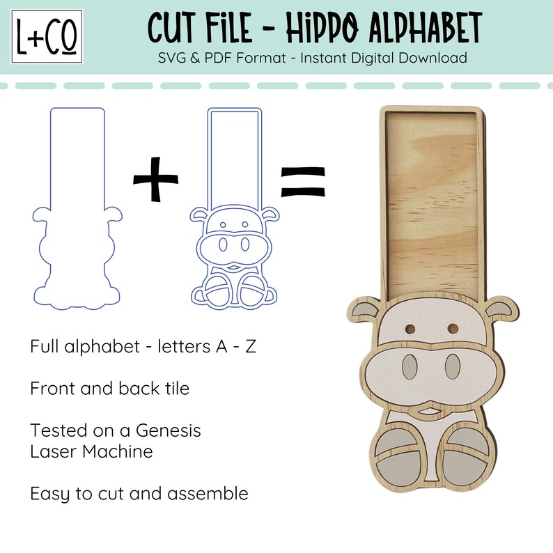 Hippo Alphabet Letters - Laser Cut SVG File for Glowforge & Cricut ...