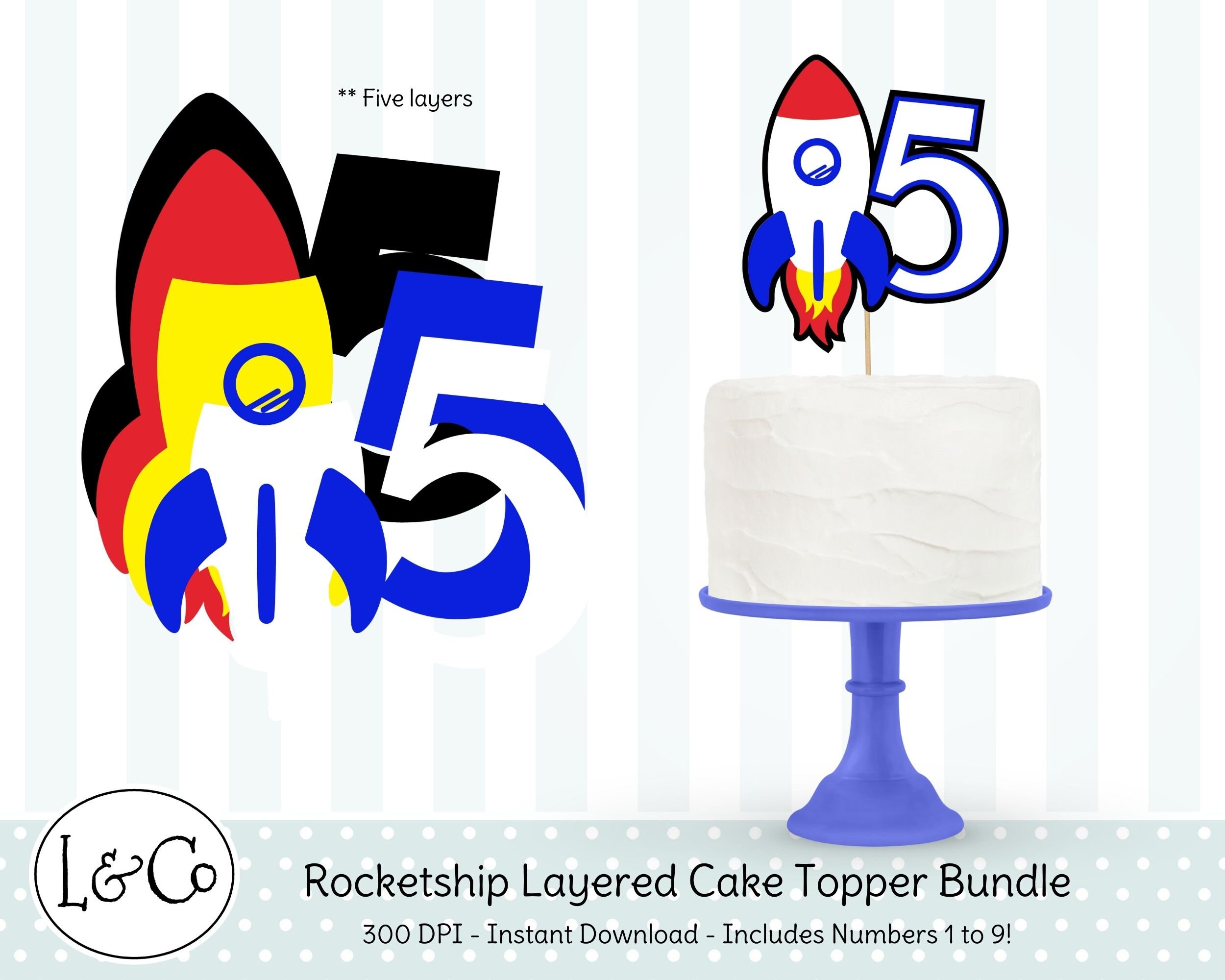 Rocket Ship Cake Topper, Birthday Cake Topper, Printable Spaceship, Astronaut, Age Cake Topper ...