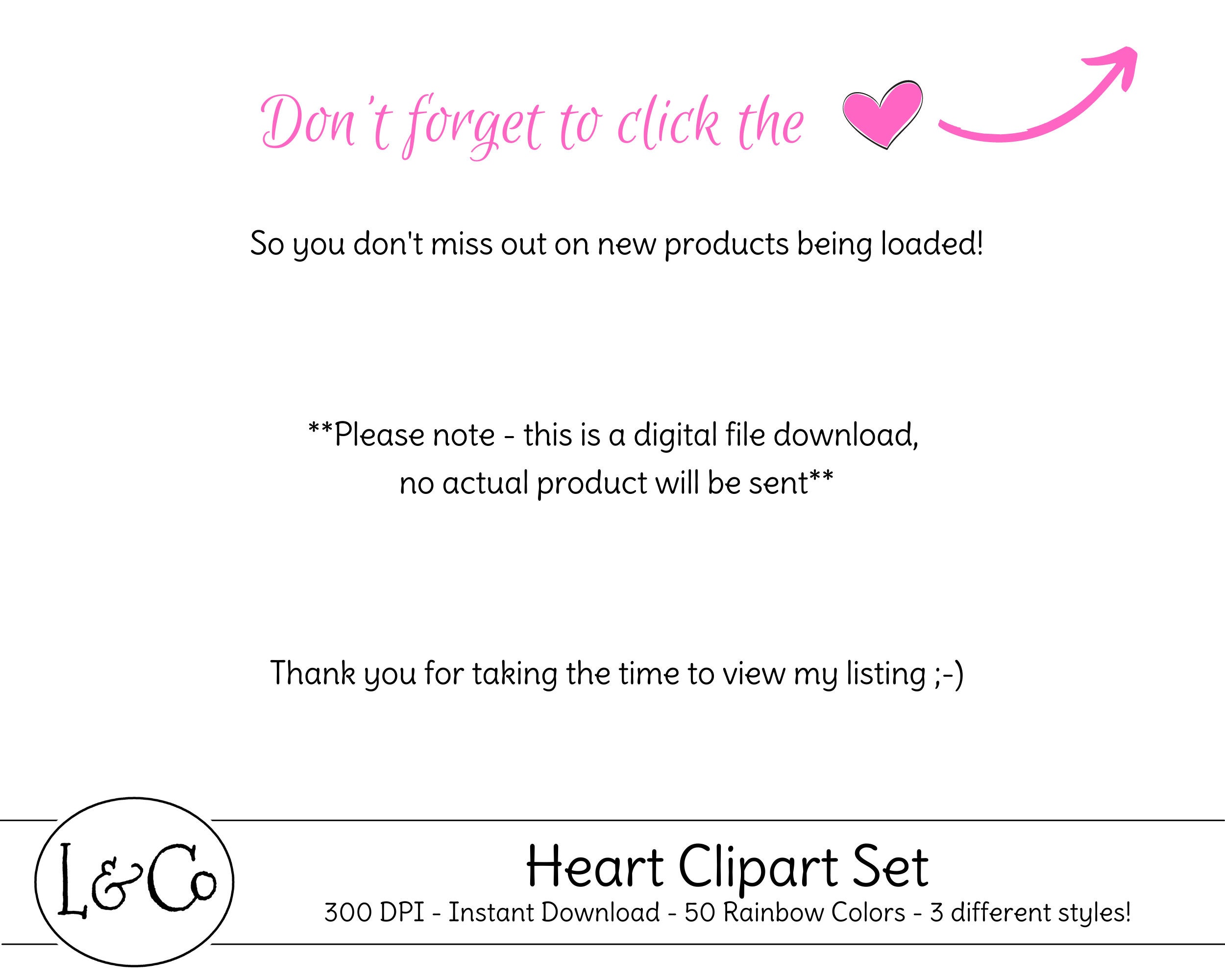 Heart Clipart Set, Rainbow Love Heart Planner Clip Art, Instant ...