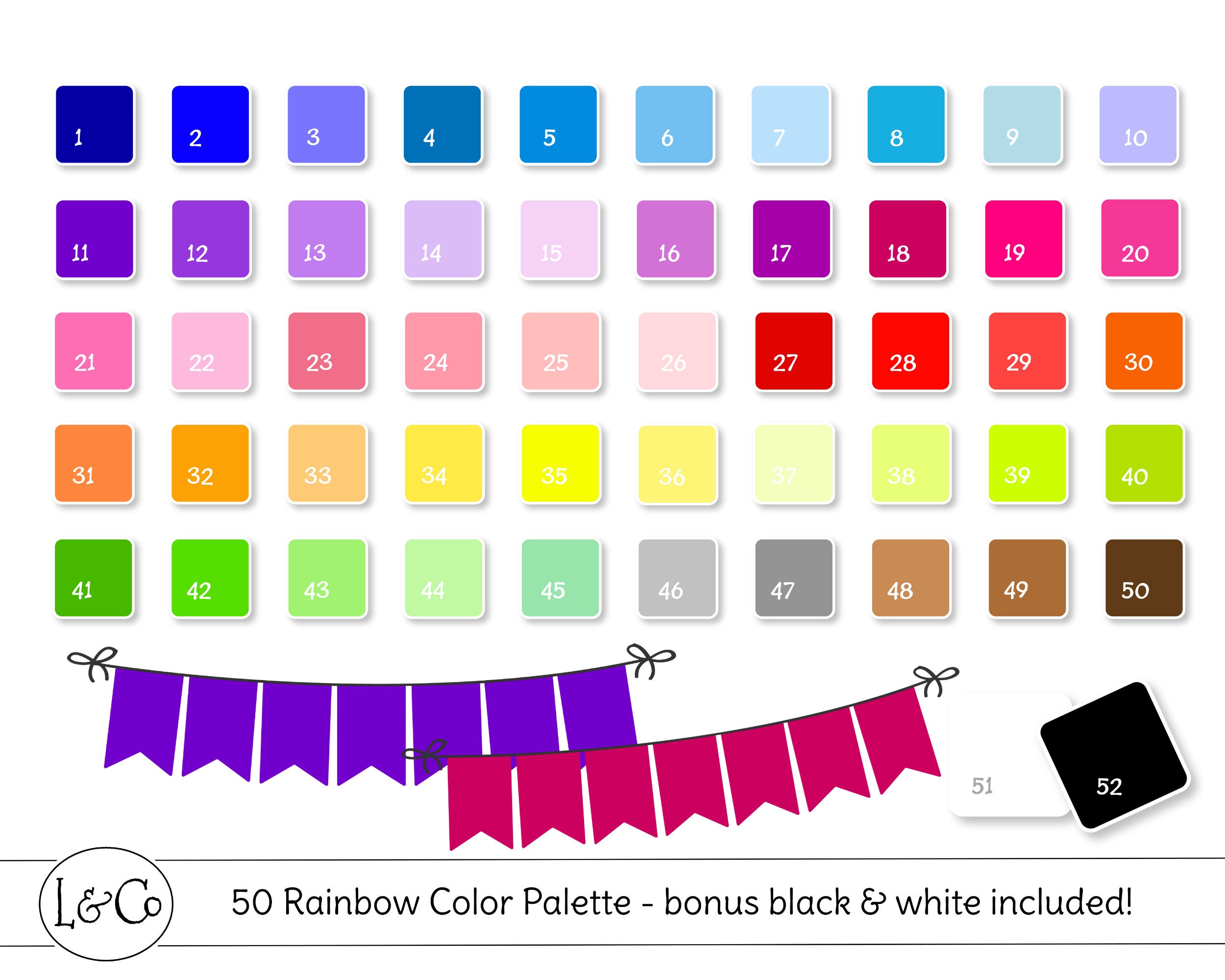 Pennant Flag Banner Clipart Set Rainbow Pennant Banner - Etsy