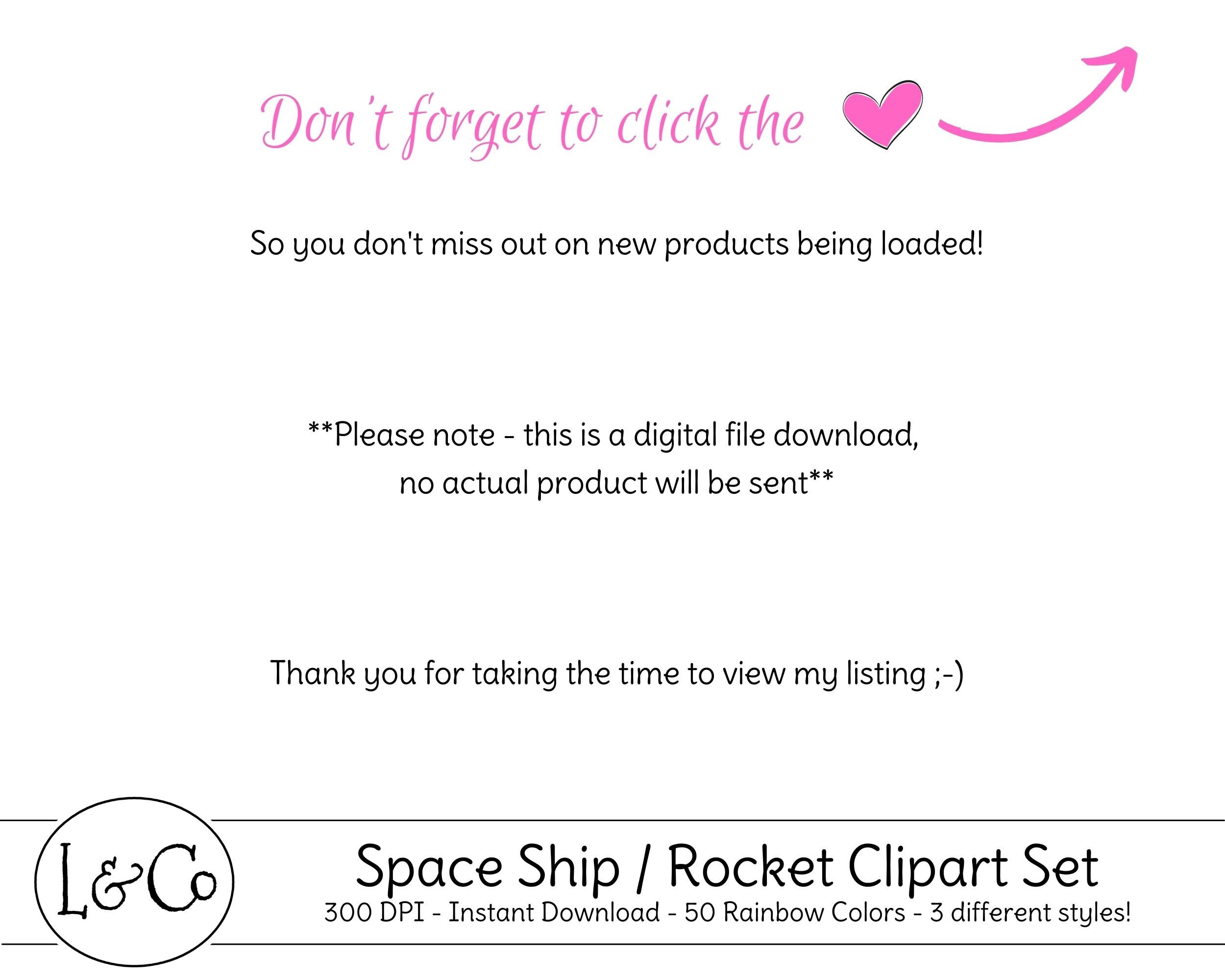 Space Ship / Rocket Clipart Set, Rainbow Rocket Shapes, Clip Art ...