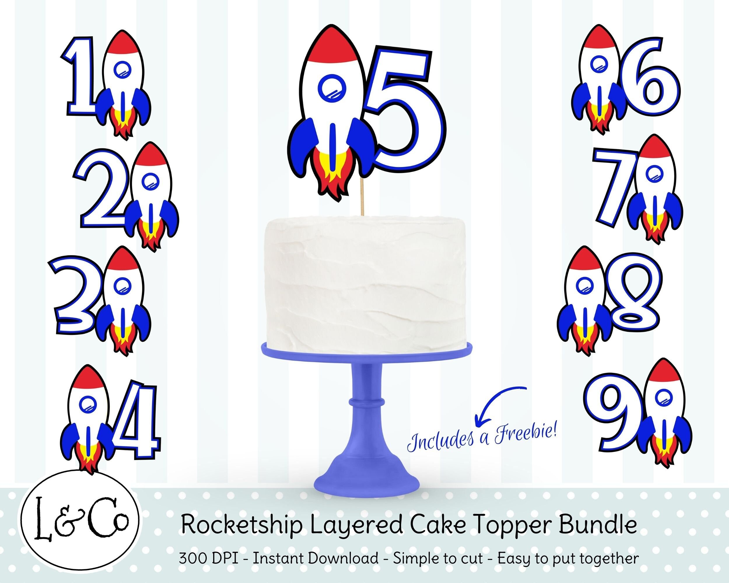 Rocket Ship Cake Topper, Birthday Cake Topper, Printable Spaceship ...