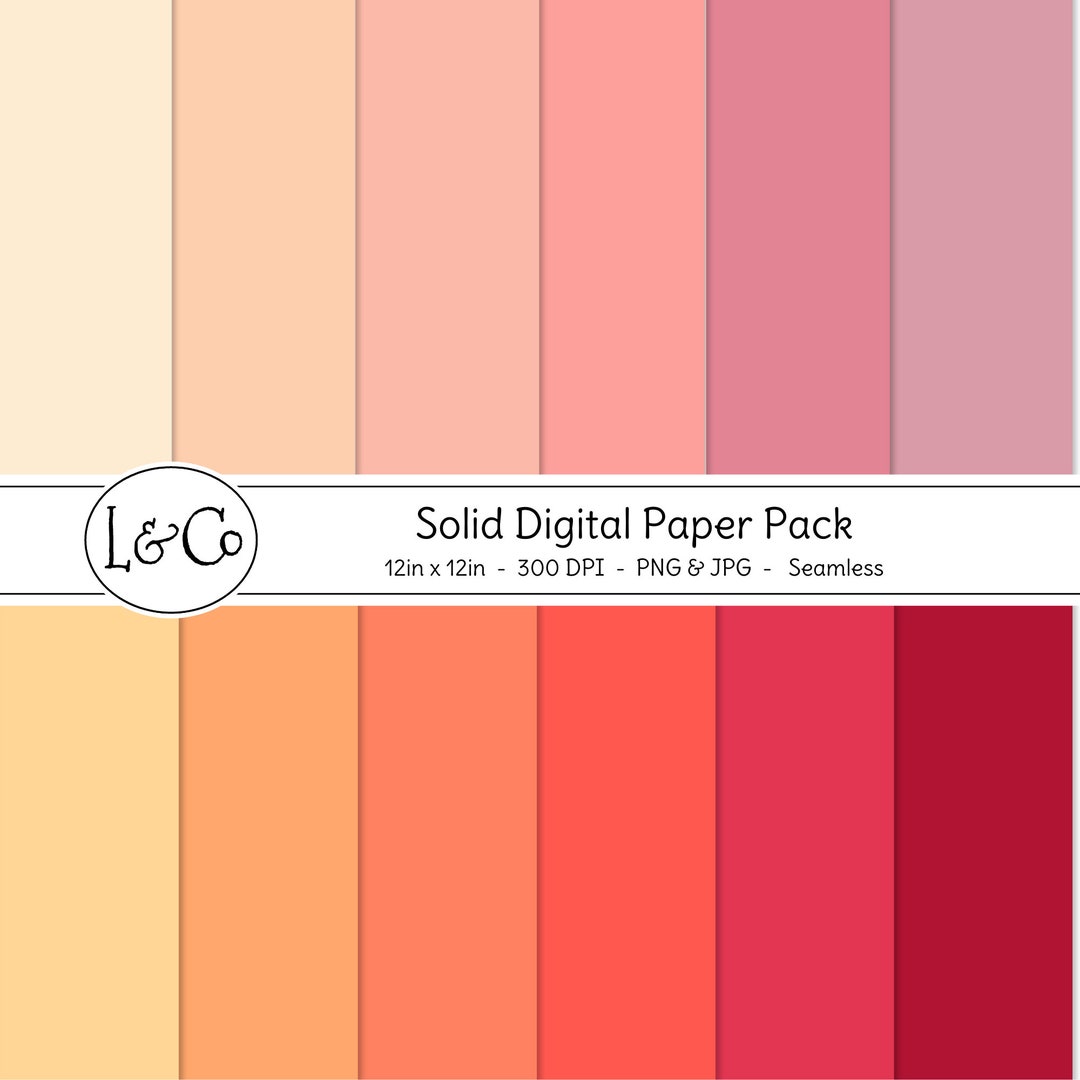 Solid Digital Paper Pack, Seamless Pattern for Fabric Printable, Peach ...