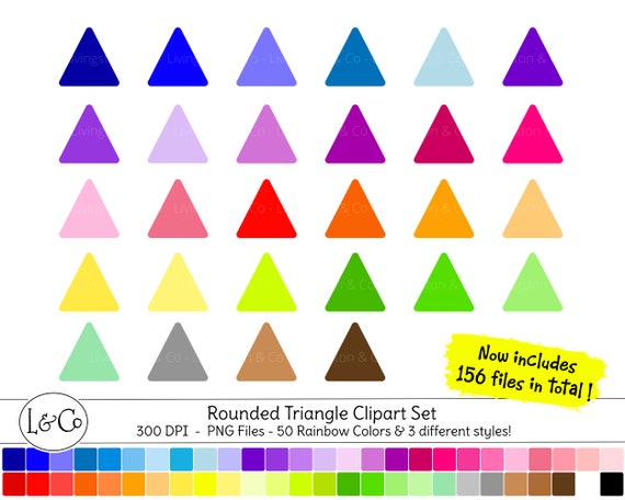 Rounded Triangle Clipart Set Rainbow Rounded Triangle Planner | Etsy