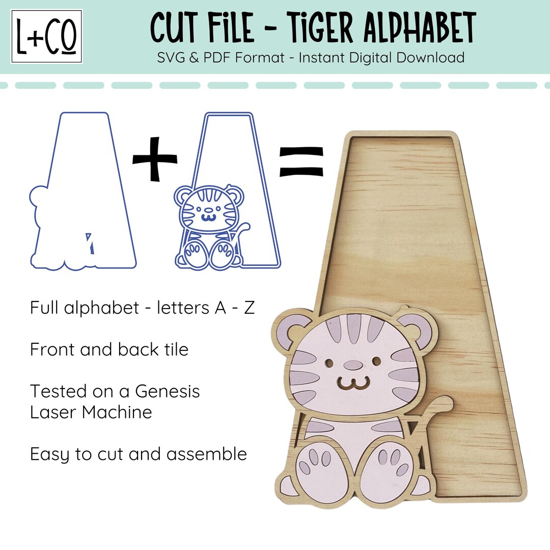 Tiger Alphabet Letters - Laser Cut SVG File, Personalize Crafts & Decor ...