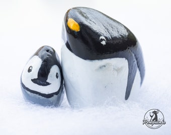 Painted Penguin Rock - Etsy