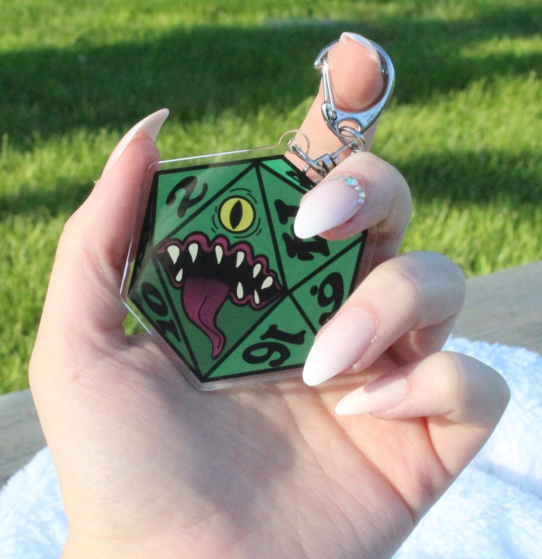 D20 Mimic Keychain: Acrylic Dungeons and Dragons Charm, Gift for Dice ...