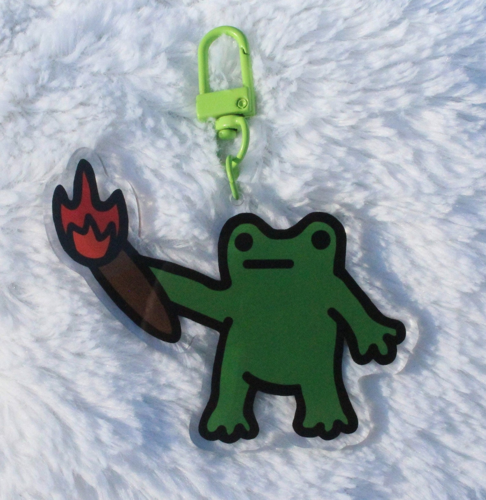 Chaos Frog - Frog Holding Torch Ready to Riot - Funny Frog Keychains ...