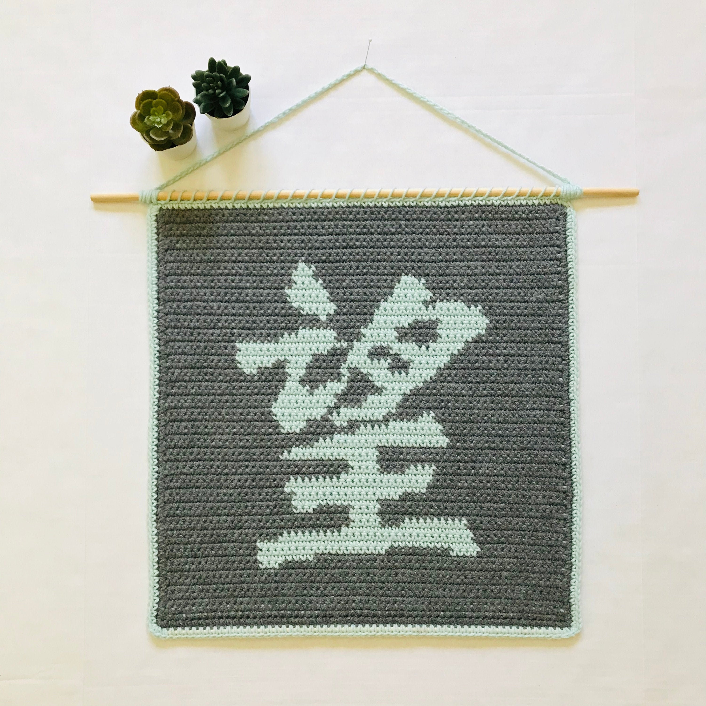Hope Chinese Calligraphy Wall Decor Crochet Pattern, Crochet Wall ...