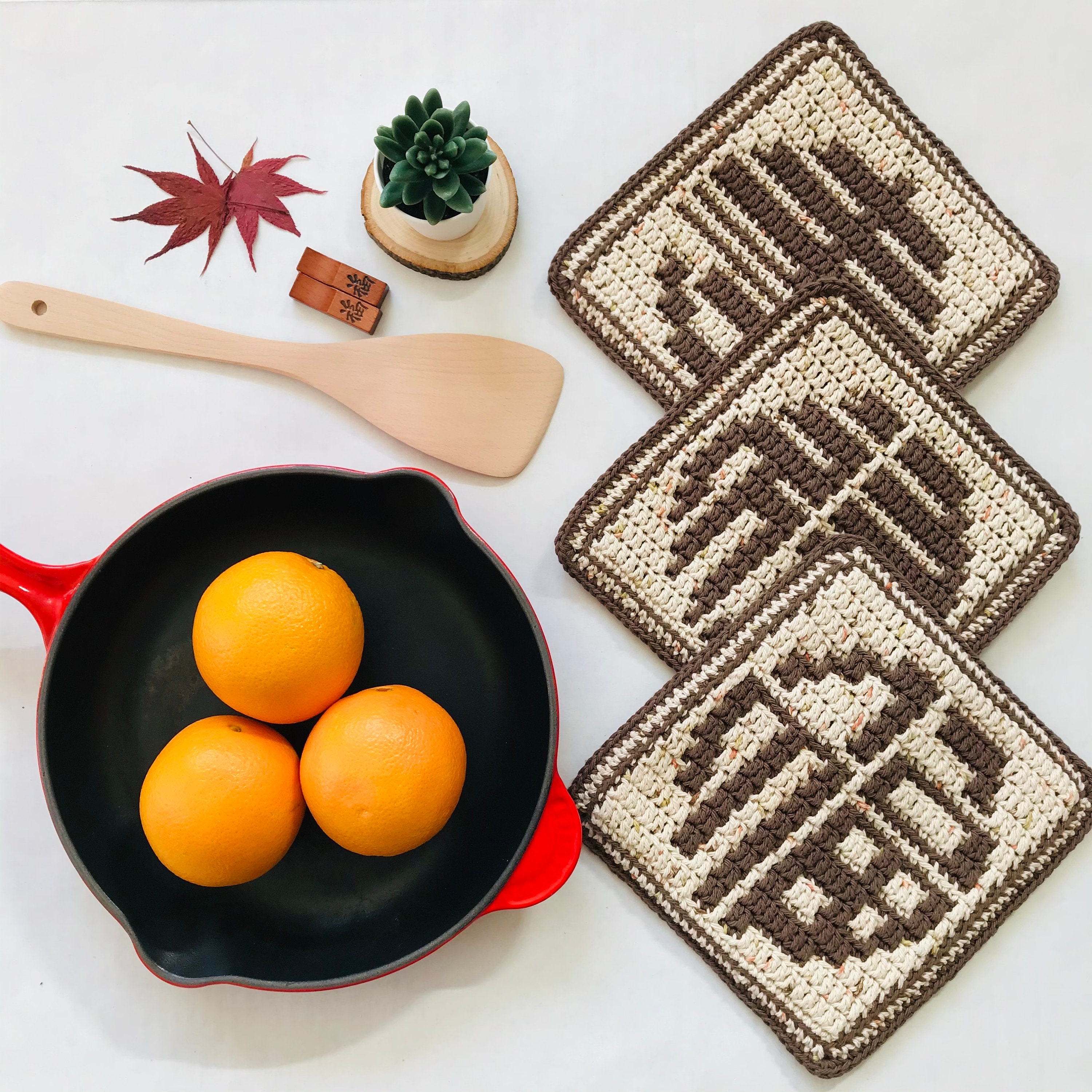 CROCHET PATTERN: Shou Longevity Chinese Trivet / Hot Pad (mosaic ...