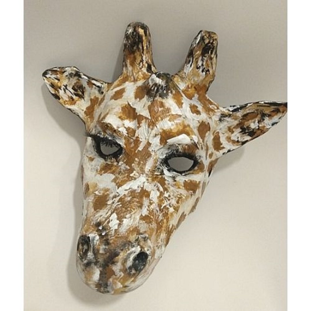 Original Paper Mache African Giraffe Mask, Paper Mache Giraffe Animal ...
