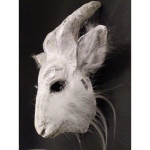 Handmade Paper Mache Goat Mask: Fur Accents, Lightweight, Adjustable - Etsy