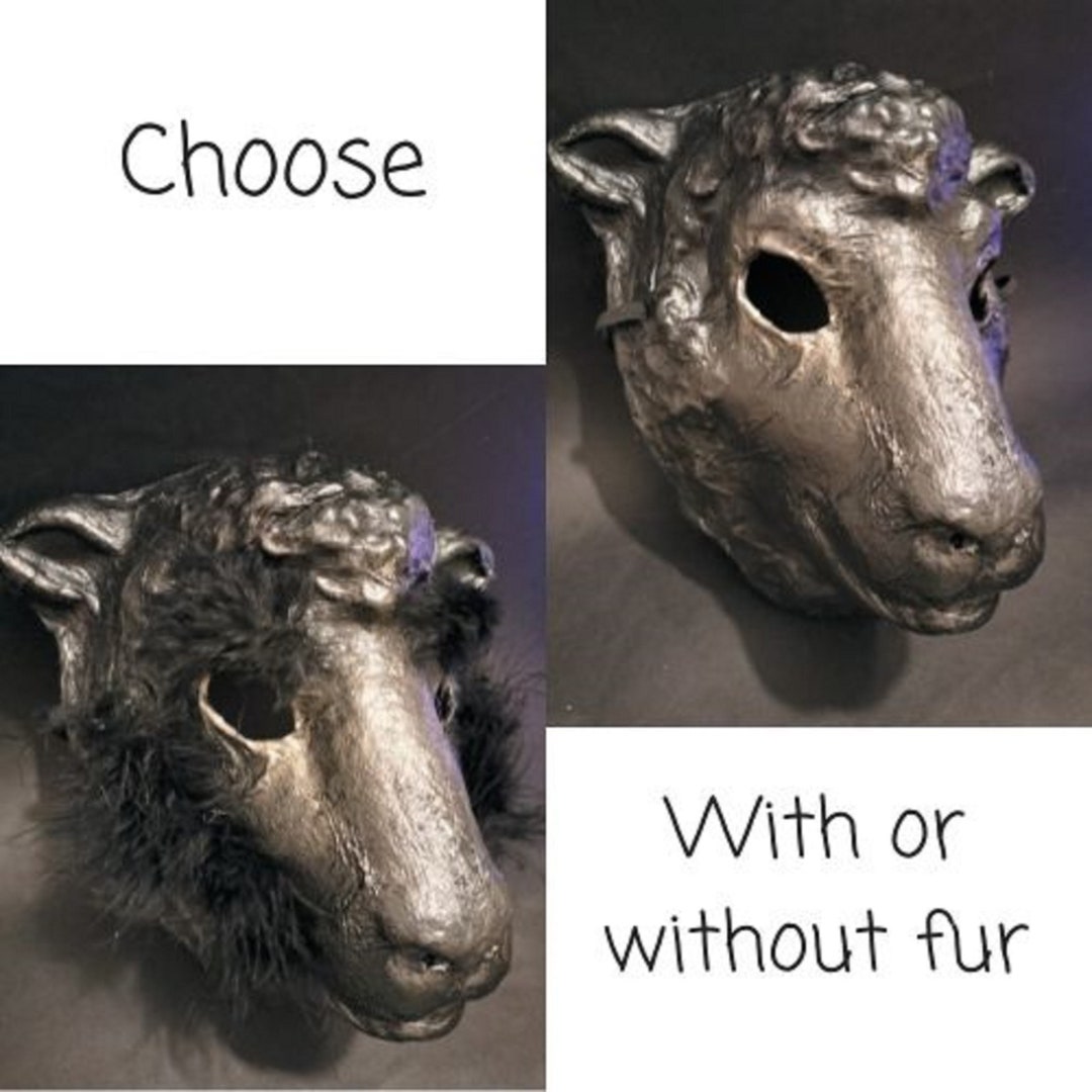 Original Paper Mache Black Sheep Mask, Farm Animal Mask, Papier Mache ...
