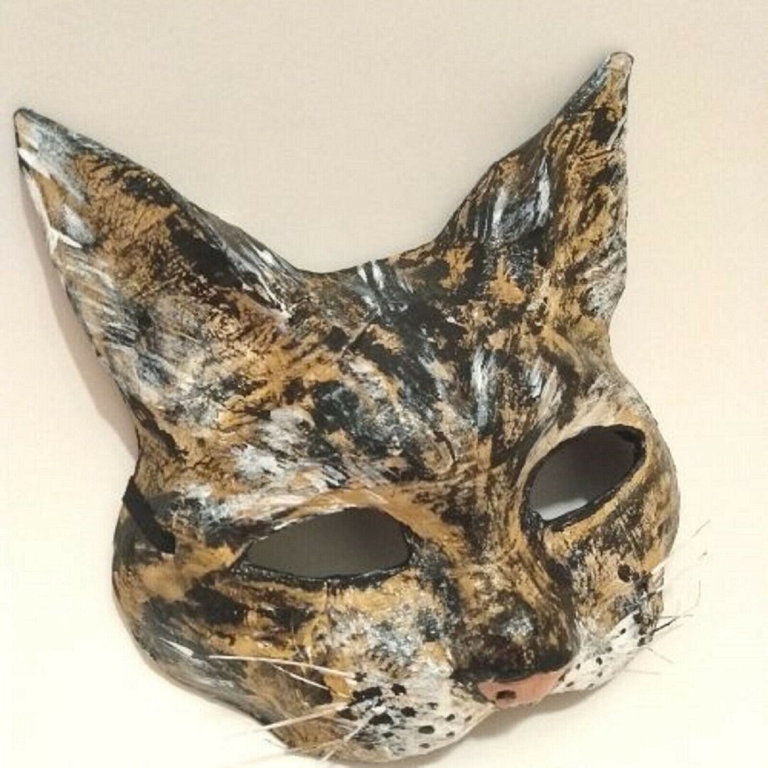 Original Paper Mache Cat Mask, Calico Cat Mask,romantic Cat,paper Mache ...