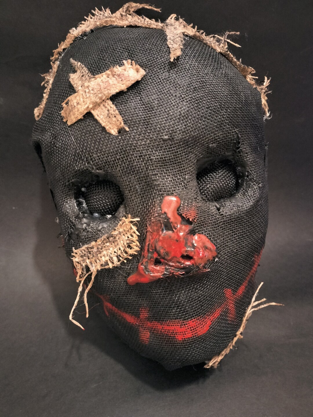 Original Black Burlap Horror Mask: Handmade Paper Mache Scarecrow Mask ...