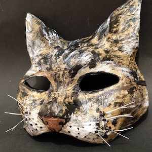 Original Paper Mache Cat Mask, Calico Cat Mask,romantic Cat,paper Mache ...