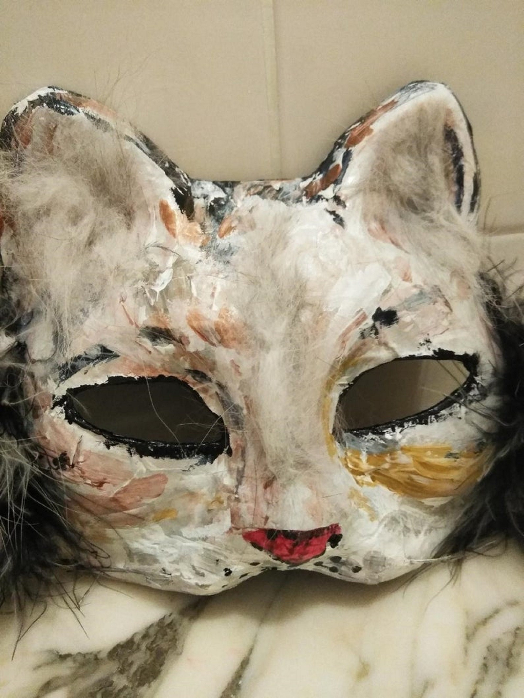 Paper Mache Cat Mask ORIGINAL. Cat Costumefantasy Cat - Etsy UK