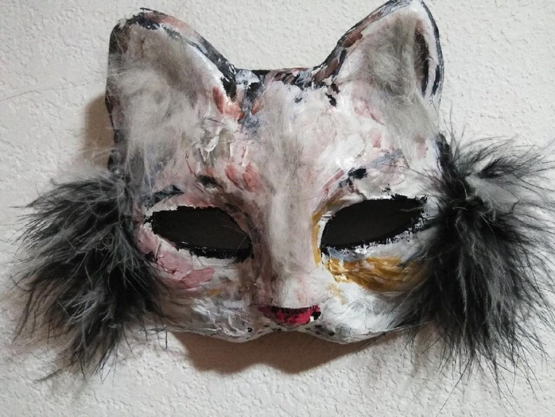 Paper Mache Cat Mask ORIGINAL. Cat Costumefantasy Cat - Etsy UK