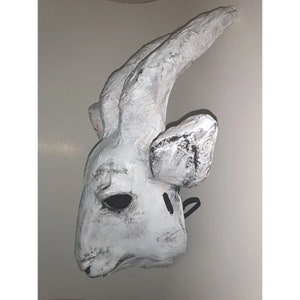 Handmade Paper Mache Goat Mask: Fur Accents, Lightweight, Adjustable - Etsy