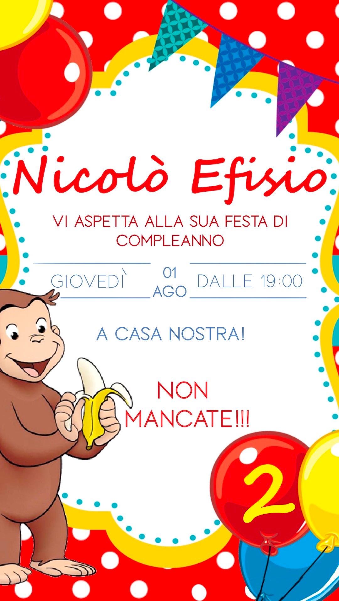 Invito Digital CURIOSO Come GEORGE, Scimmietta Cartone Animato, Invito ...