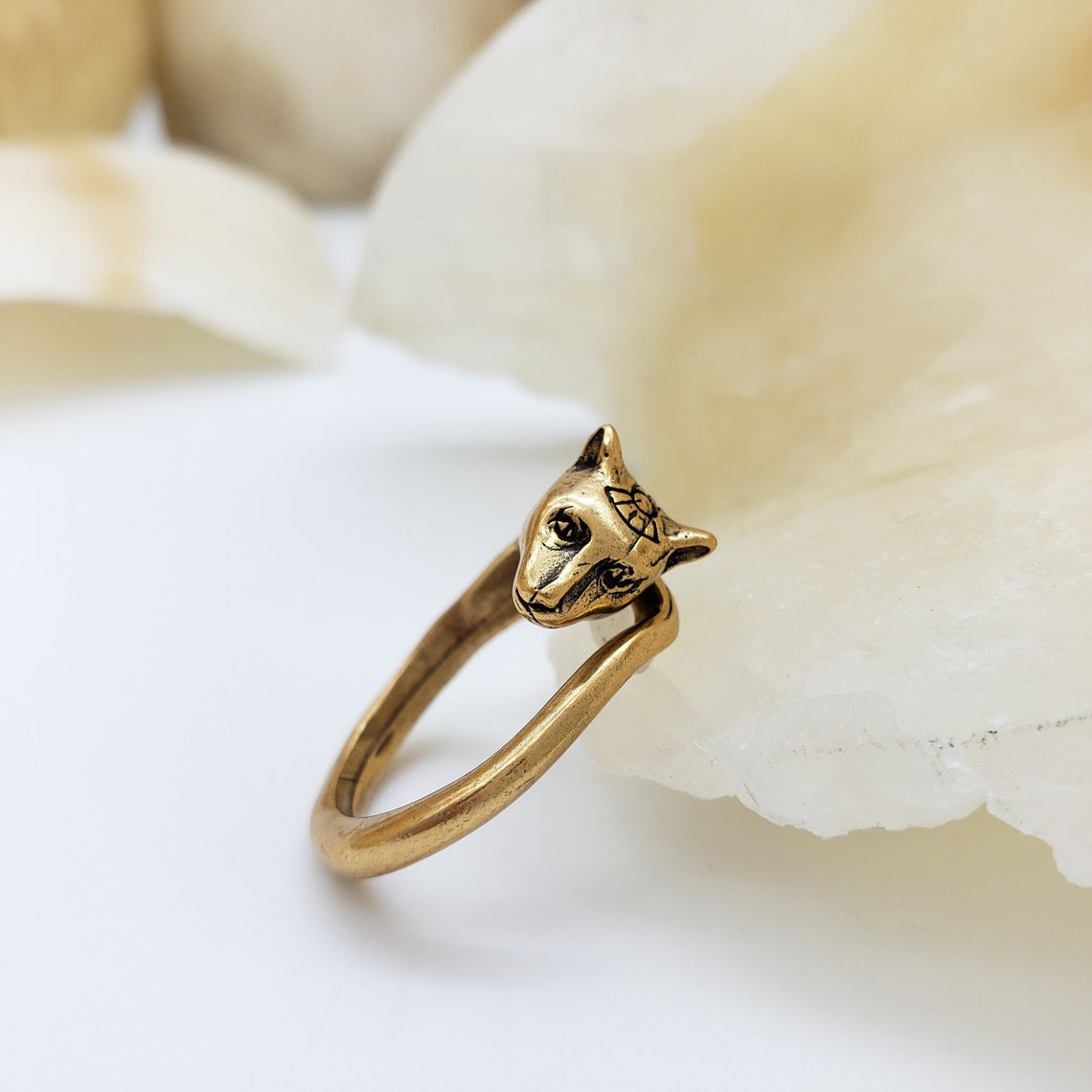 Egyptian Bastet Cat Ring - Antique Gold Adjustable Pewter - Etsy