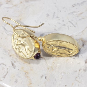 Aphrodite Coin Earrings With Garnet - Etsy