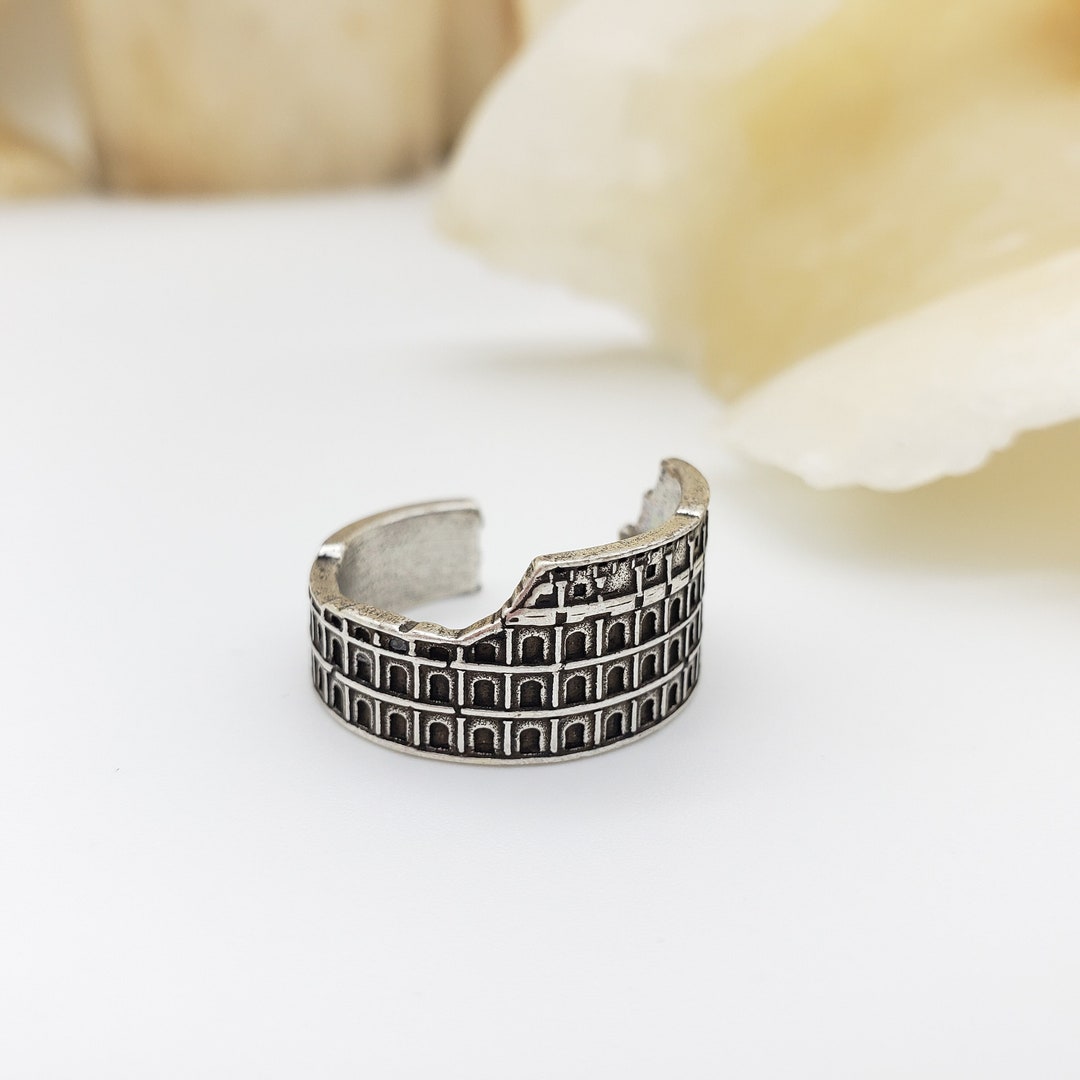 Colosseum Adjustable Ring - Gold and Silver Plated Pewter - Etsy