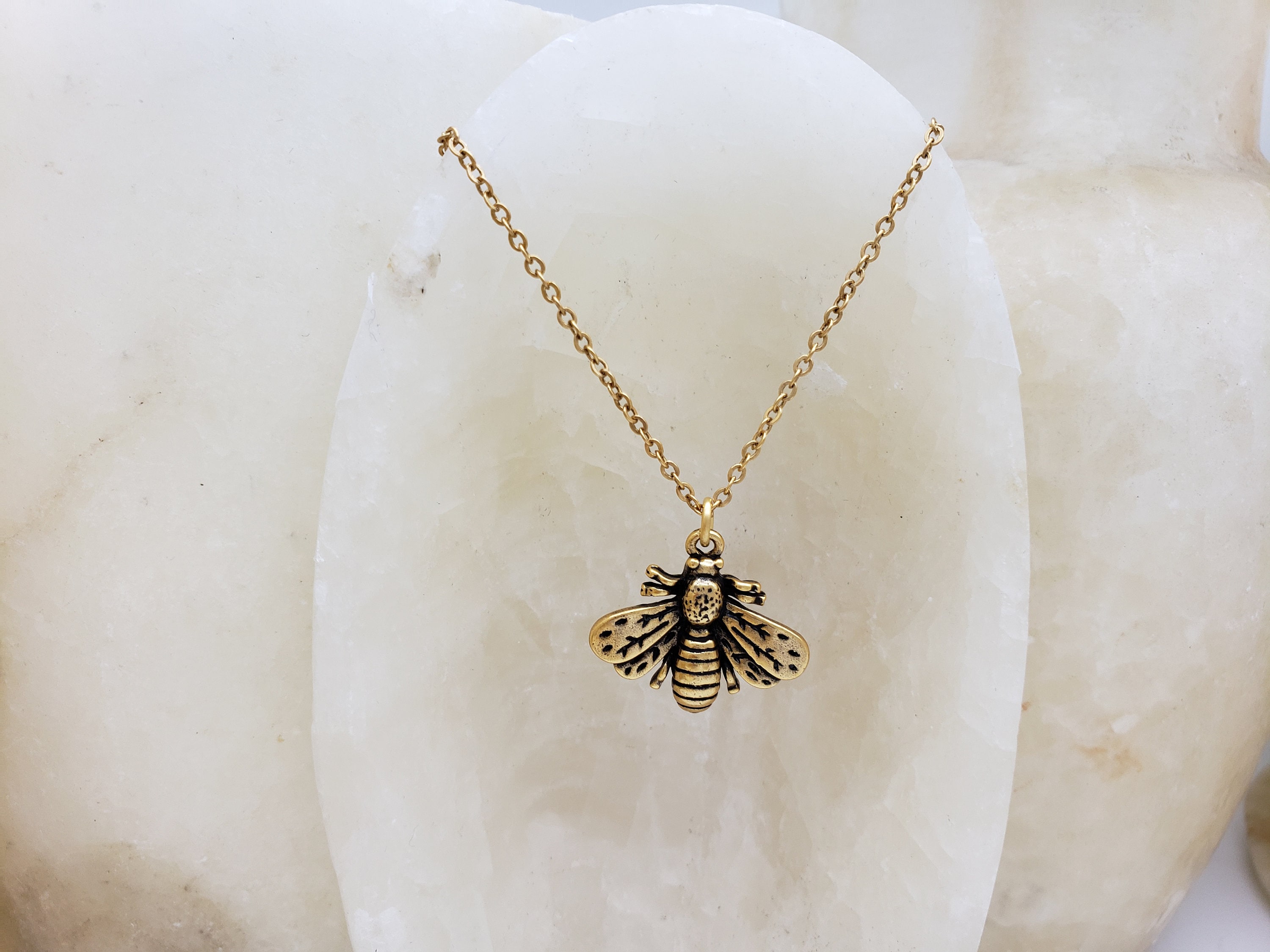 Bee Pendant Necklace - Bumblebee Jewelry - Layering Charm - Etsy