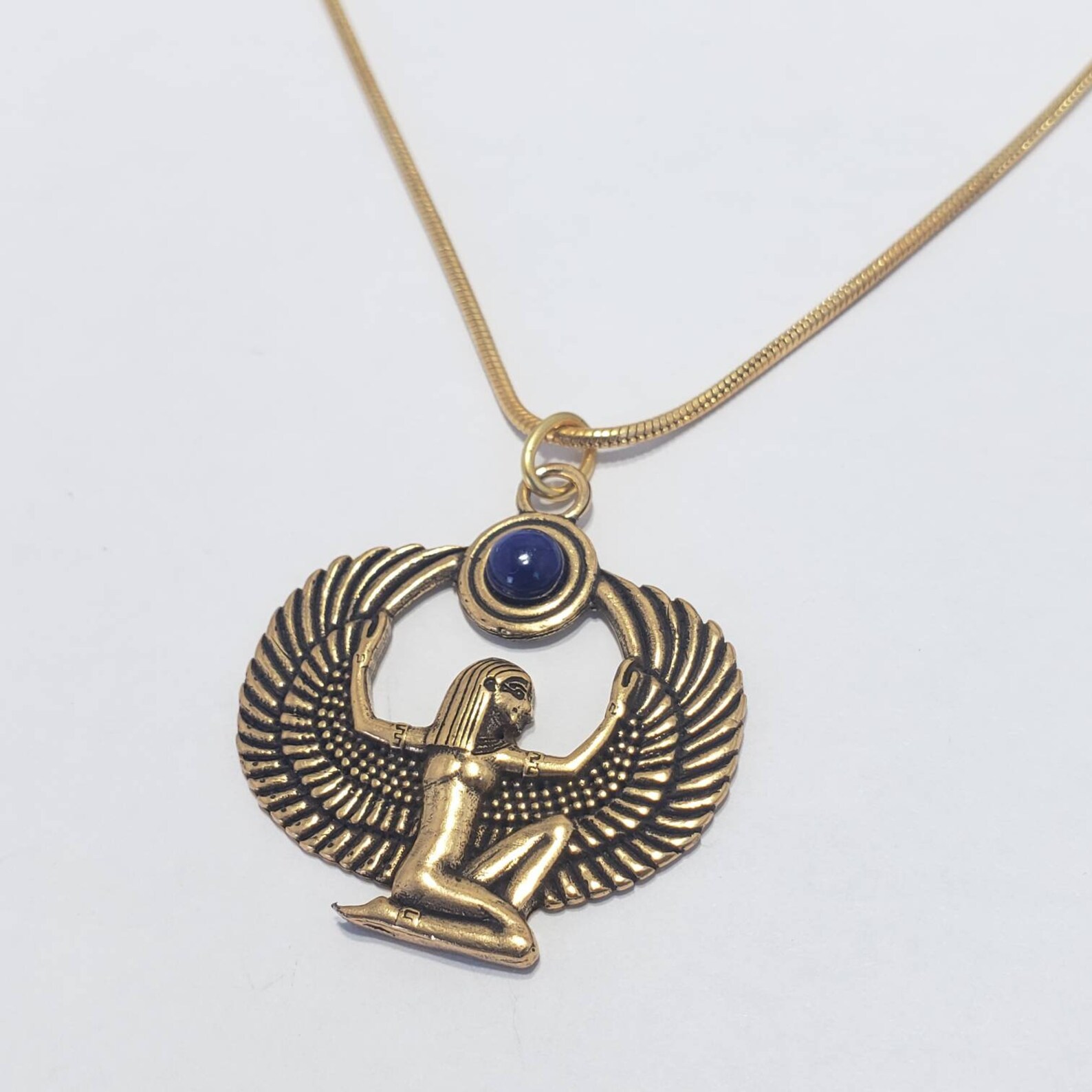 Egyptian Isis Pendant Necklace Antique Gold Plated With | Etsy