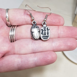 Egyptian Scarab Earrings - Silver Finish - Egyptian God - Egypt ...