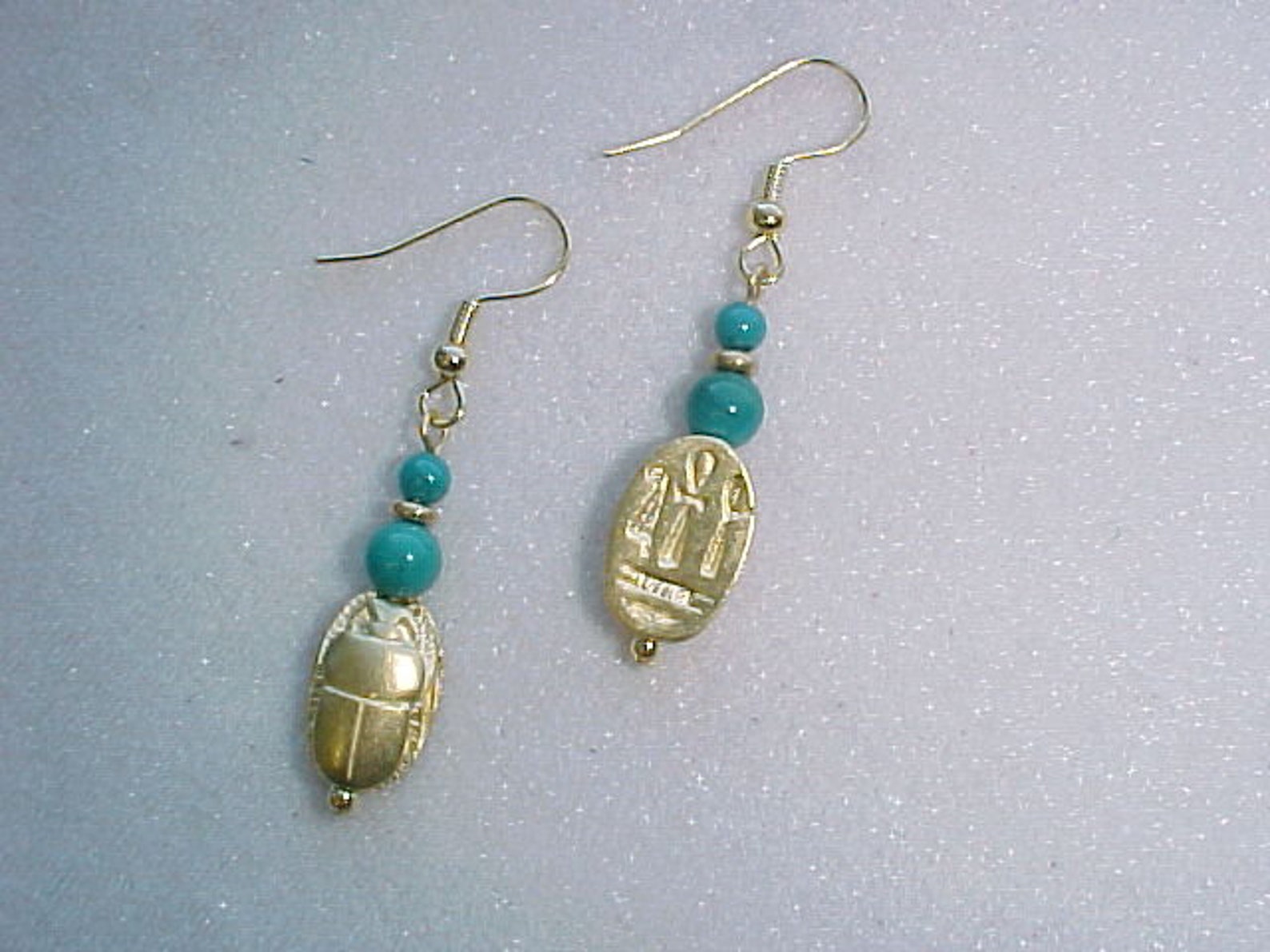 Egyptian Scarab & Turquoise Earrings - Etsy