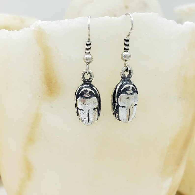Egyptian Scarab Earrings - Silver Finish - Egyptian God - Egypt ...