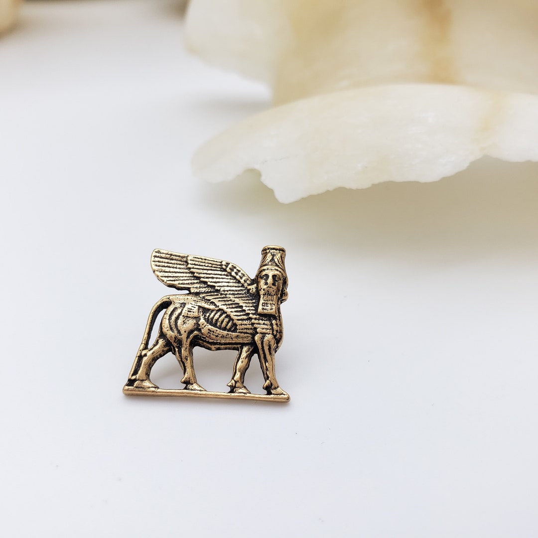 Lamassu Winged Bull Pin/brooch - Etsy