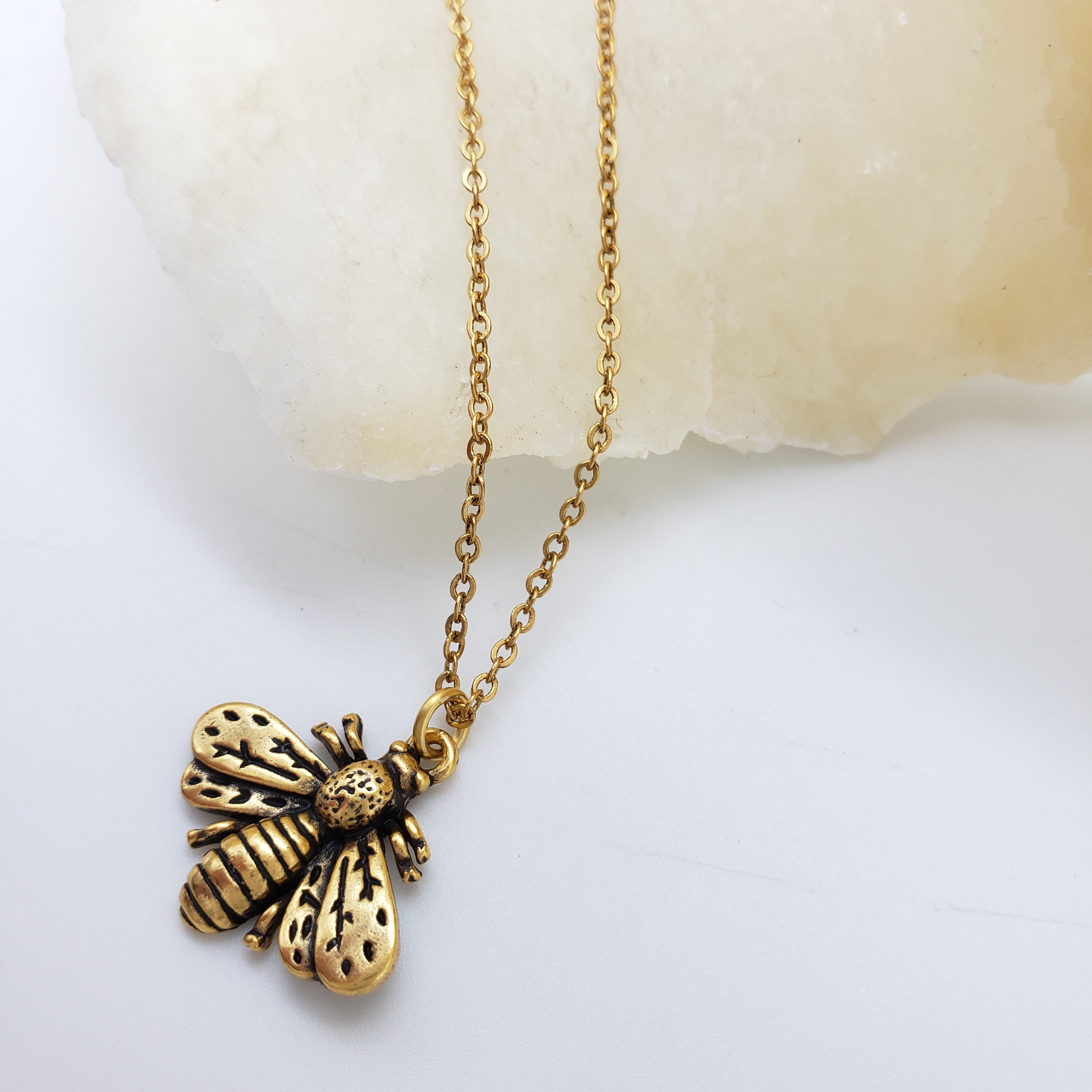 Bee Pendant Necklace - Bumblebee Jewelry - Layering Charm - Etsy