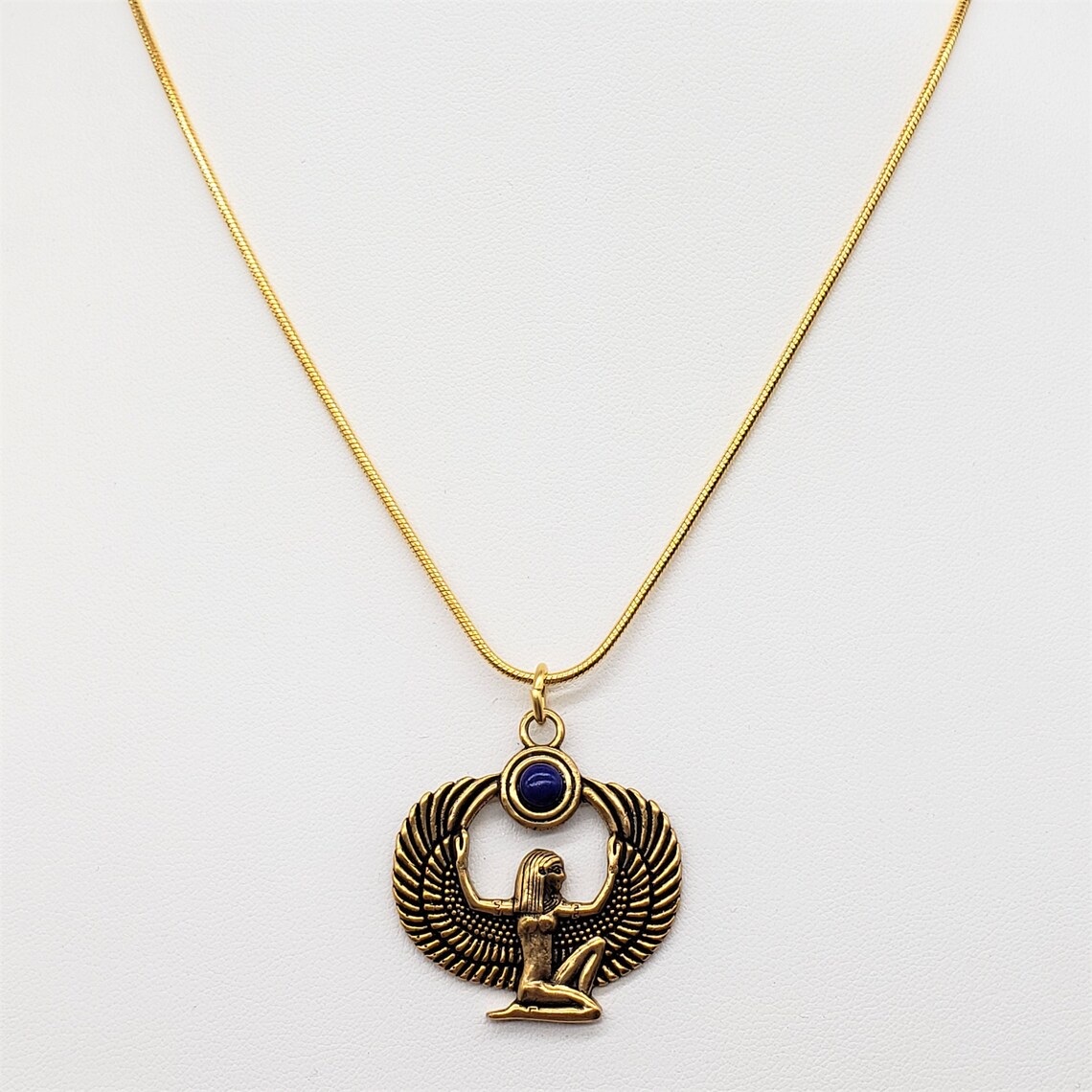 Egyptian Isis Pendant Necklace Antique Gold Plated With - Etsy