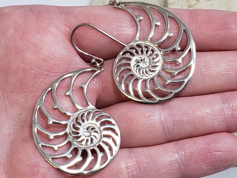 Nautilus Shell Earrings and Pendant Necklace Ammonite Spiral | Etsy